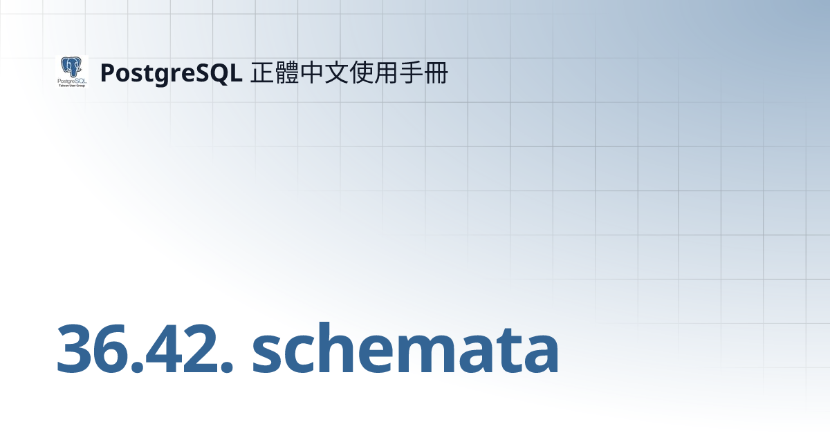 36.42. schemata | PostgreSQL 正體中文使用手冊